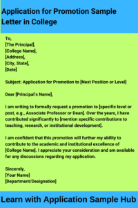 Application for Promotion 9+ Sample