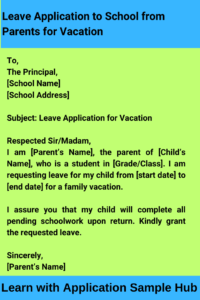 Leave Application for Family Vacation - 8 + samples