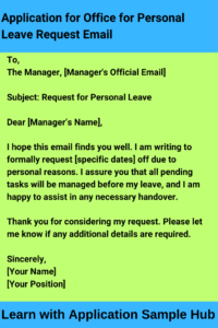 Leave Application for Personal Reason – 9 + Samples